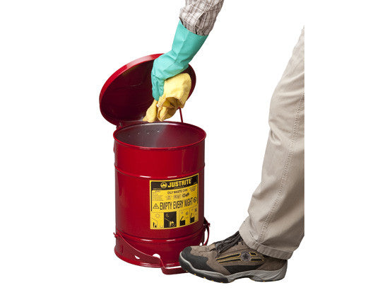 Oily Waste Can, 6 gallon (20L), foot-operated self-closing cover ...